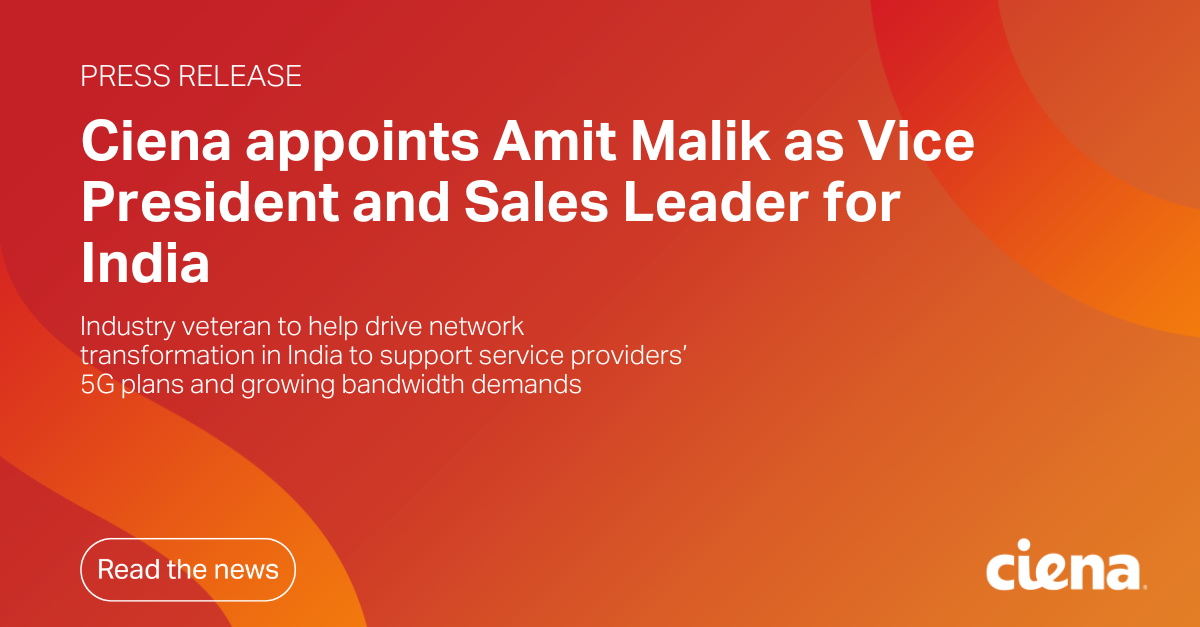 Ciena Appoints Amit Malik as Vice President and Sales Leader for India ...