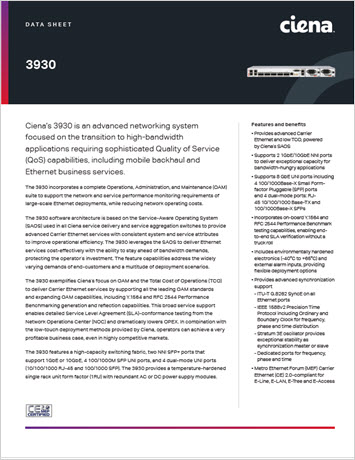 3930 Service Delivery Switch product data sheet - Ciena